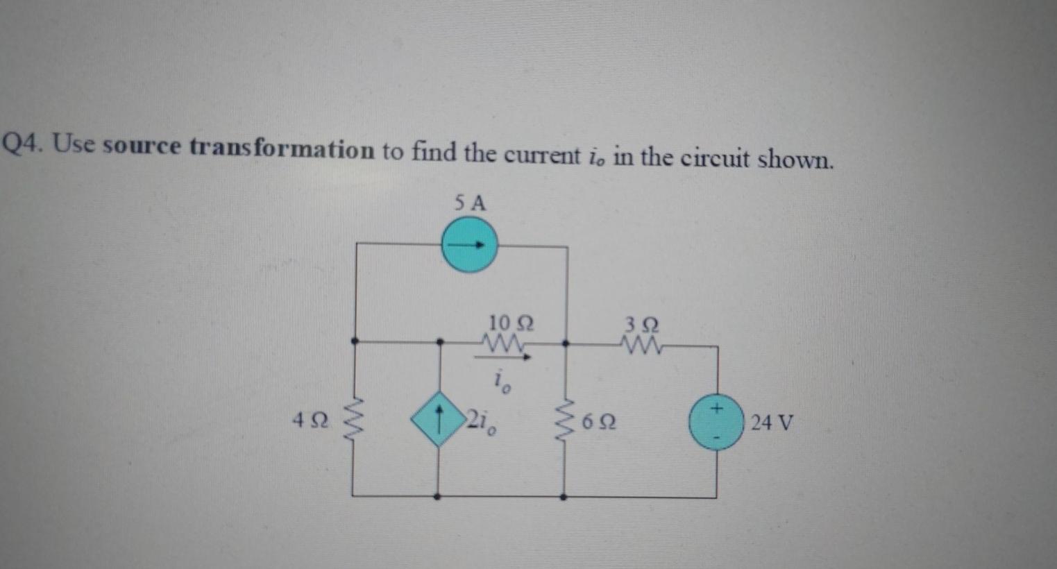 Solved Q4. Use source transformation to find the current is | Chegg.com