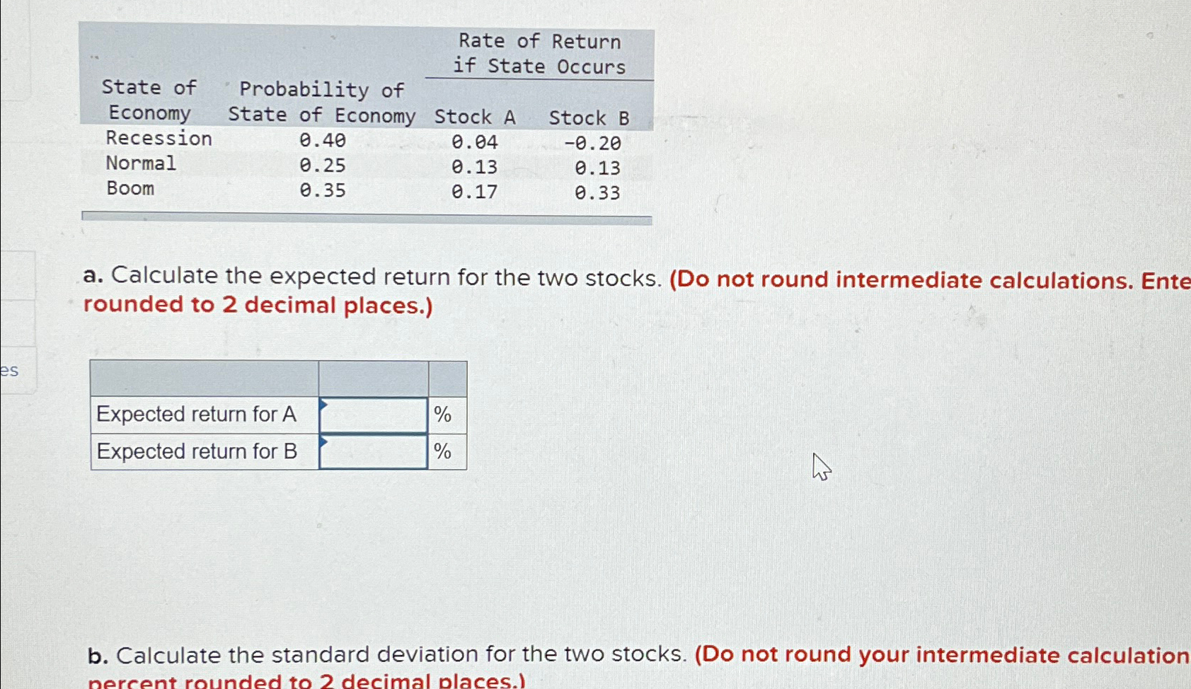 \table[[,,\table[[Rate of Return],[if State | Chegg.com