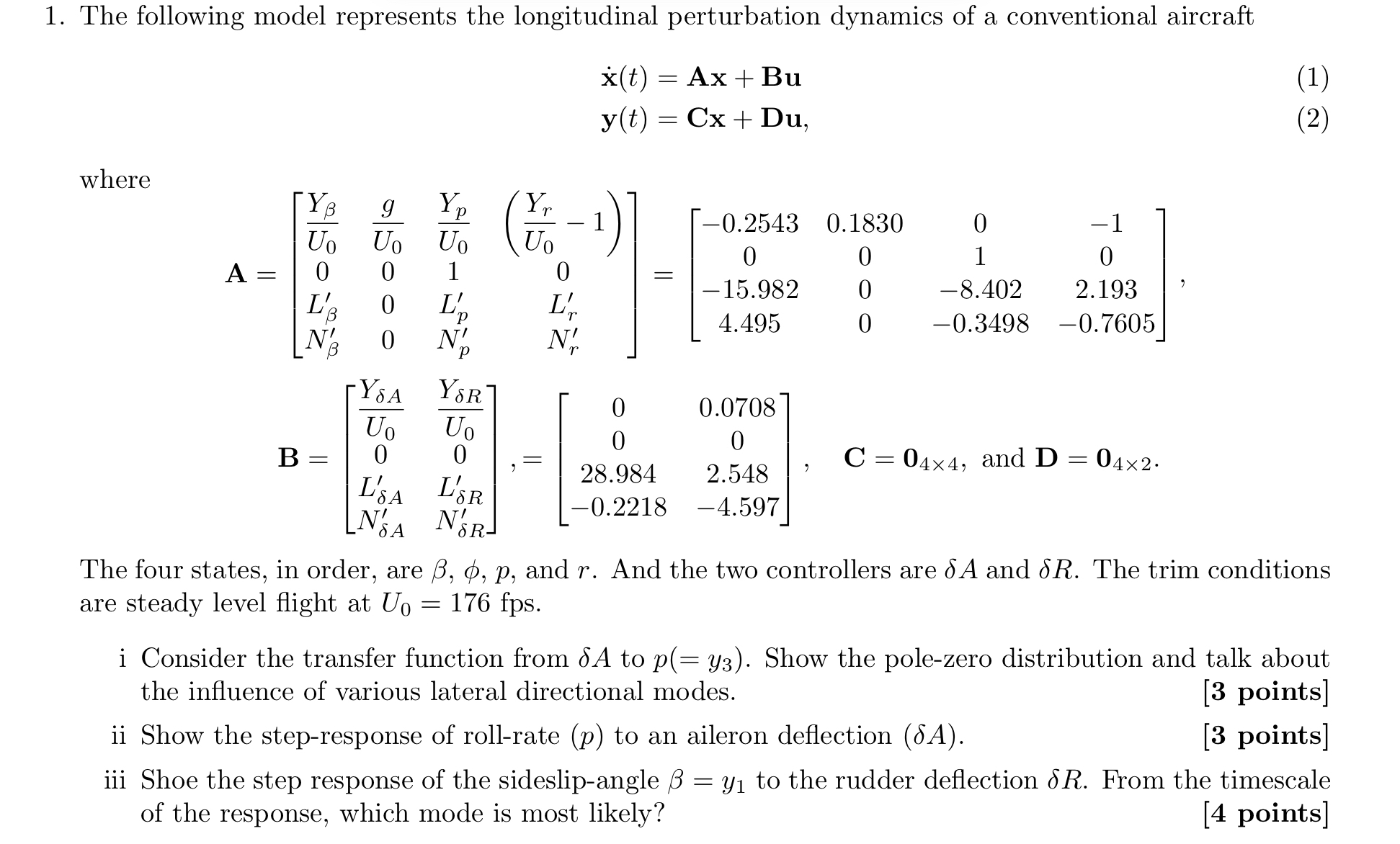 Solved The following model represents the longitudinal | Chegg.com