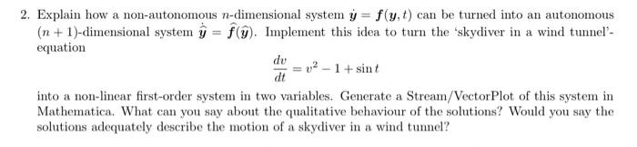 Solved 2. Explain how a non-autonomous n-dimensional system | Chegg.com