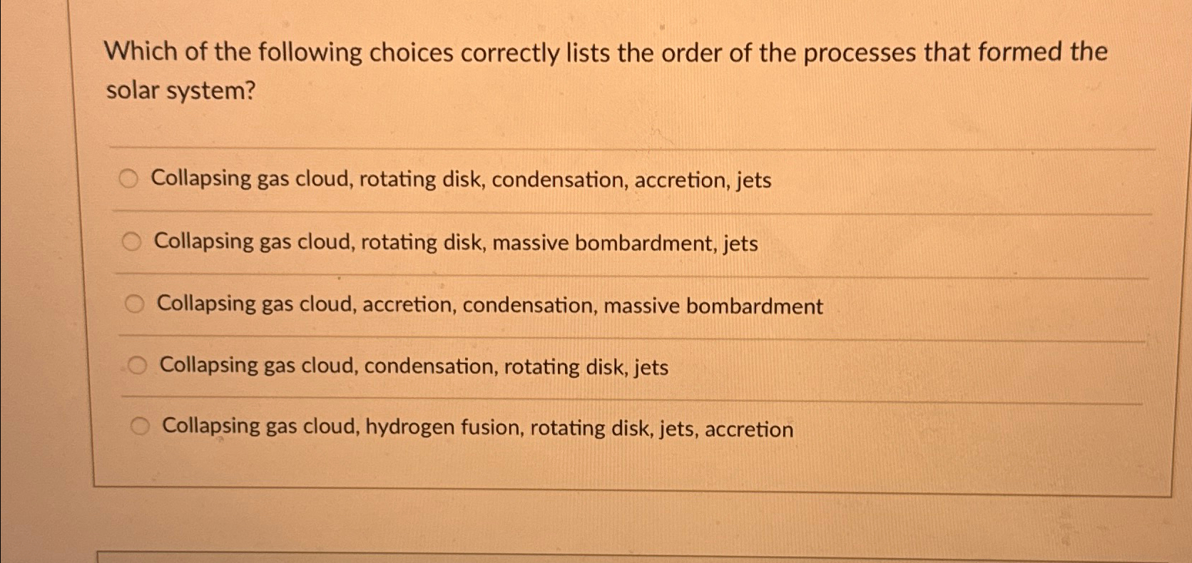 Solved Which of the following choices correctly lists the | Chegg.com