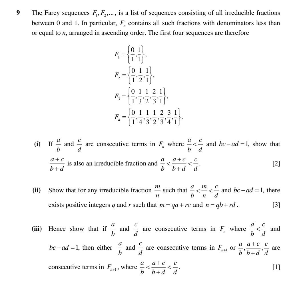 Solved The Farey sequences F1,F2,…, is a list of sequences | Chegg.com