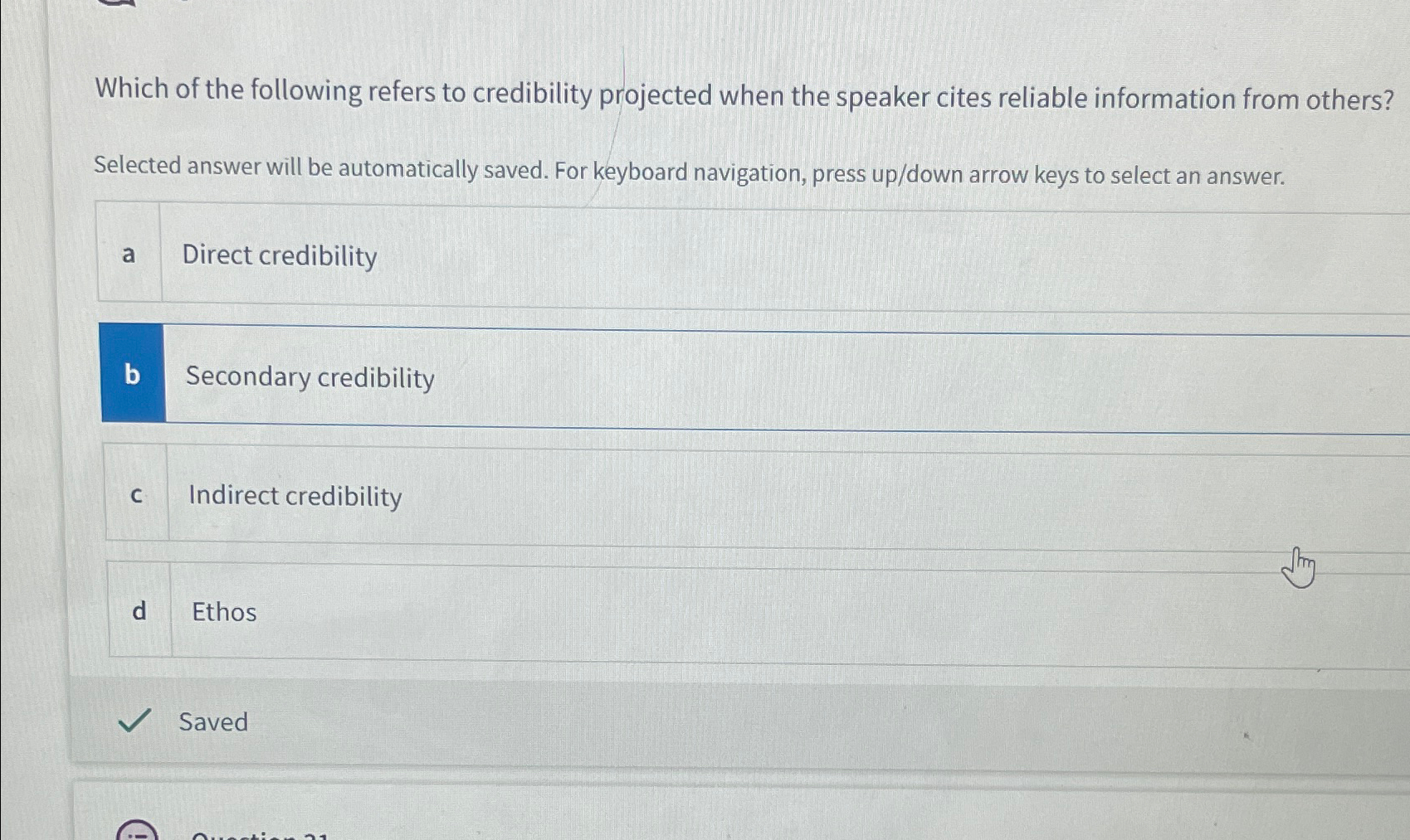Solved Which of the following refers to credibility | Chegg.com