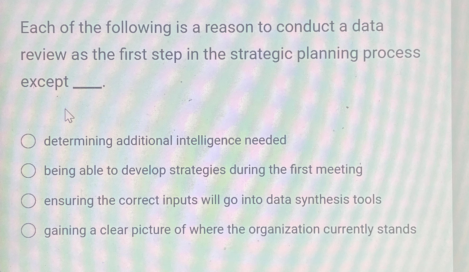 Solved Each of the following is a reason to conduct a data | Chegg.com
