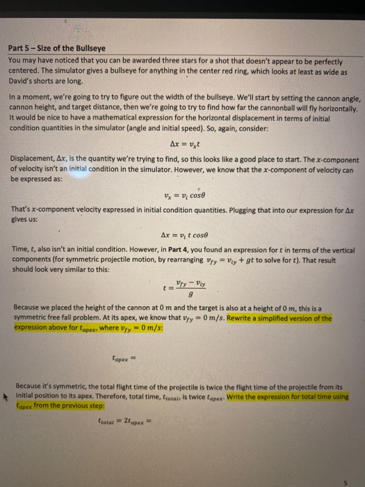 Solved Part 5 - Size of the Bullseye You may have noticed | Chegg.com