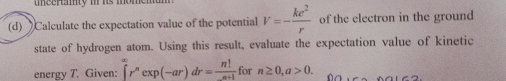 Solved Calculate the expectation value of the potential | Chegg.com