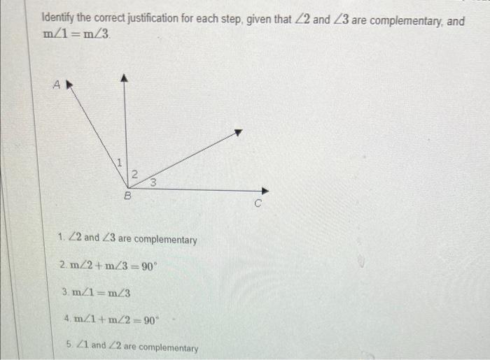 Solved Identify the correct justification for each step, | Chegg.com
