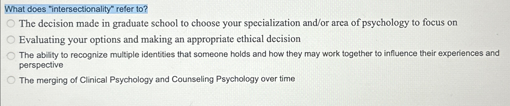 Solved What does "intersectionality" refer to?The decision | Chegg.com