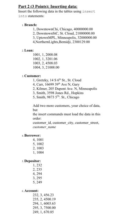 Solved Submit Sql Commands Used To Answer Part 1 Part 2 1341