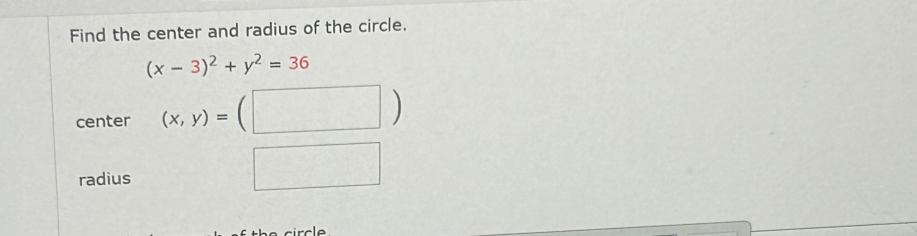 Solved Find The Center And Radius Of The