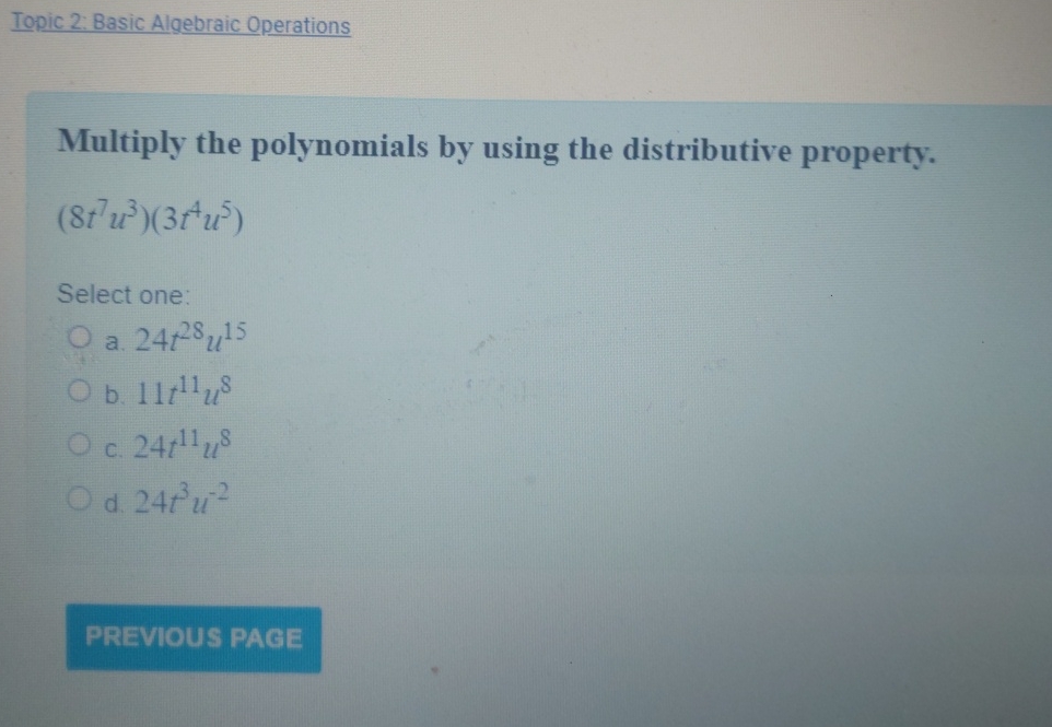 Solved Topic 2: Basic Algebraic OperationsMultiply the | Chegg.com