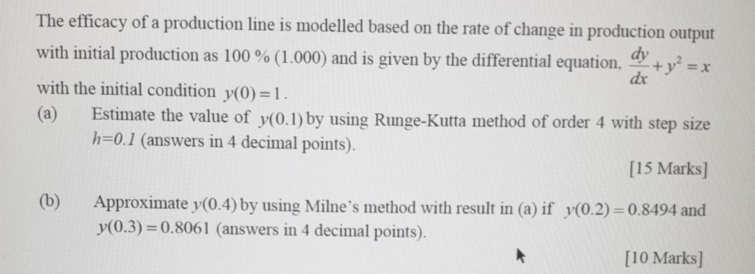 Solved The efficacy of a production line is modelled based | Chegg.com