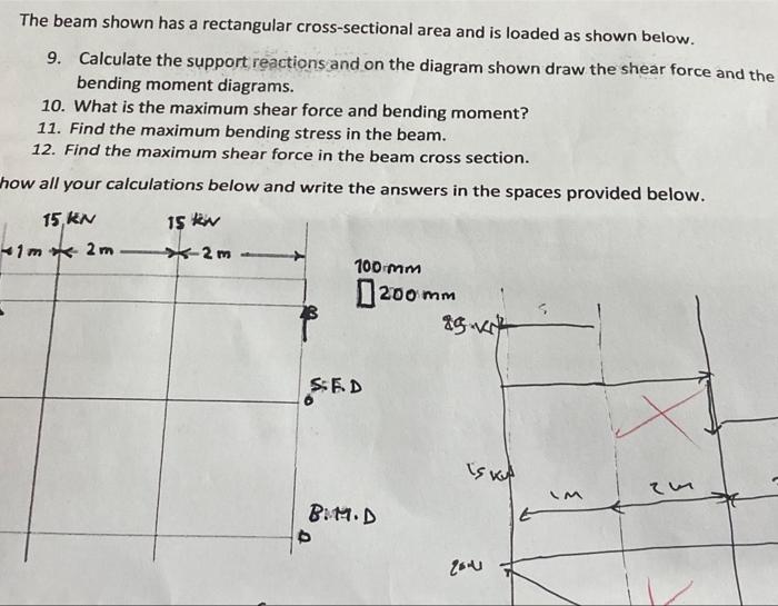 Solved The beam shown has a rectangular cross-sectional area | Chegg.com