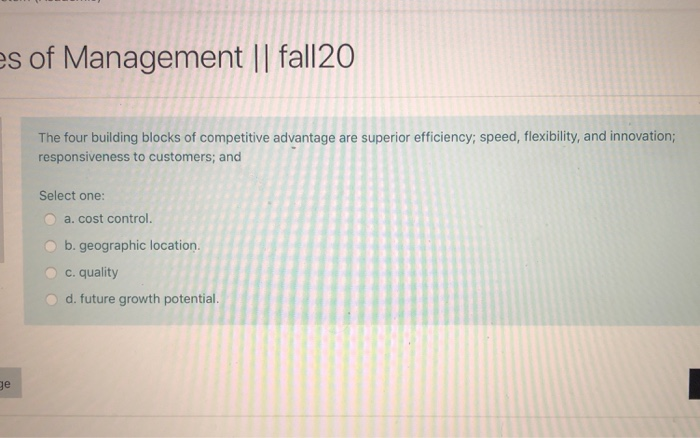 Solved es of Management || fall20 The four building blocks | Chegg.com