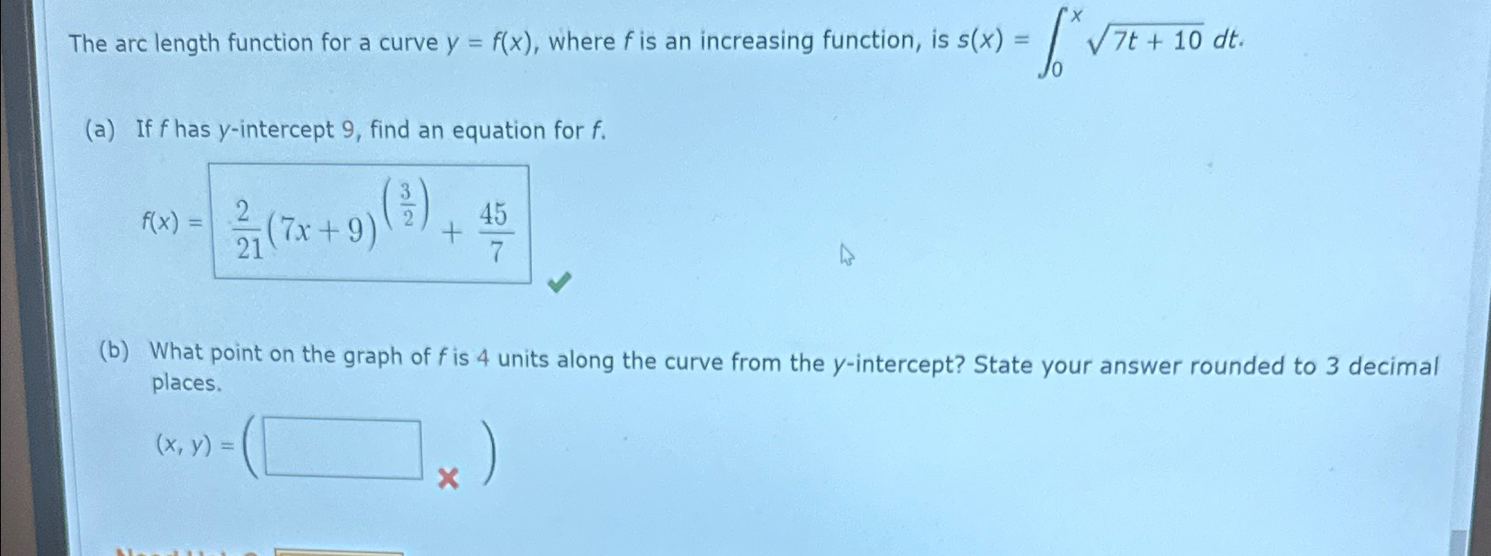 Solved The arc length function for a curve y=f(x), ﻿where f | Chegg.com