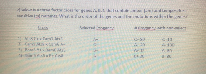 2)Below is a three factor cross for genes A, B, C | Chegg.com