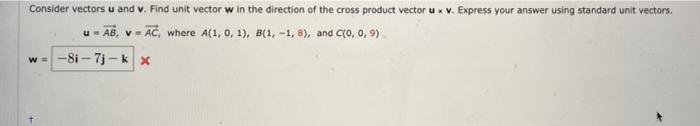 Solved Consider vectors u and V. Find unit vector w in the | Chegg.com