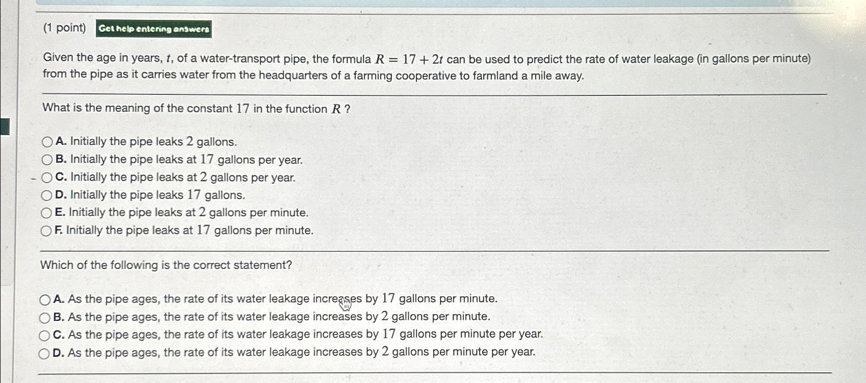 Solved (1 ﻿point)Get help entering answereGiven the age in | Chegg.com