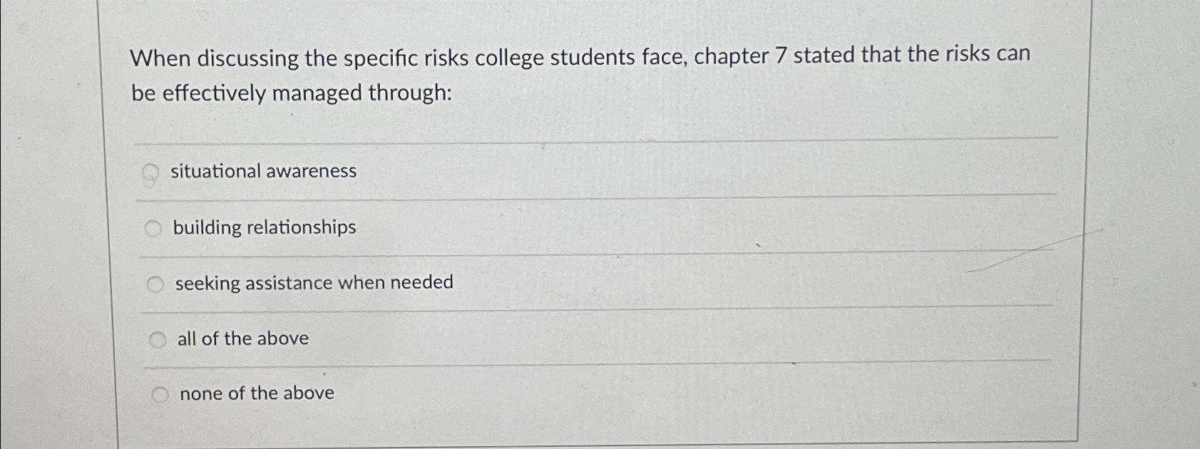 Solved When discussing the specific risks college students | Chegg.com