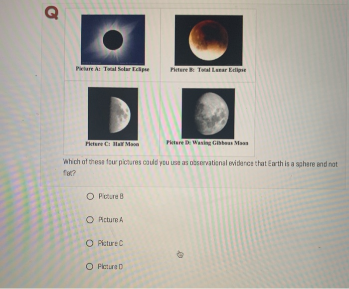 Solved Picture A: Total Solar Eclipse Picture B: Total Lunar | Chegg.com