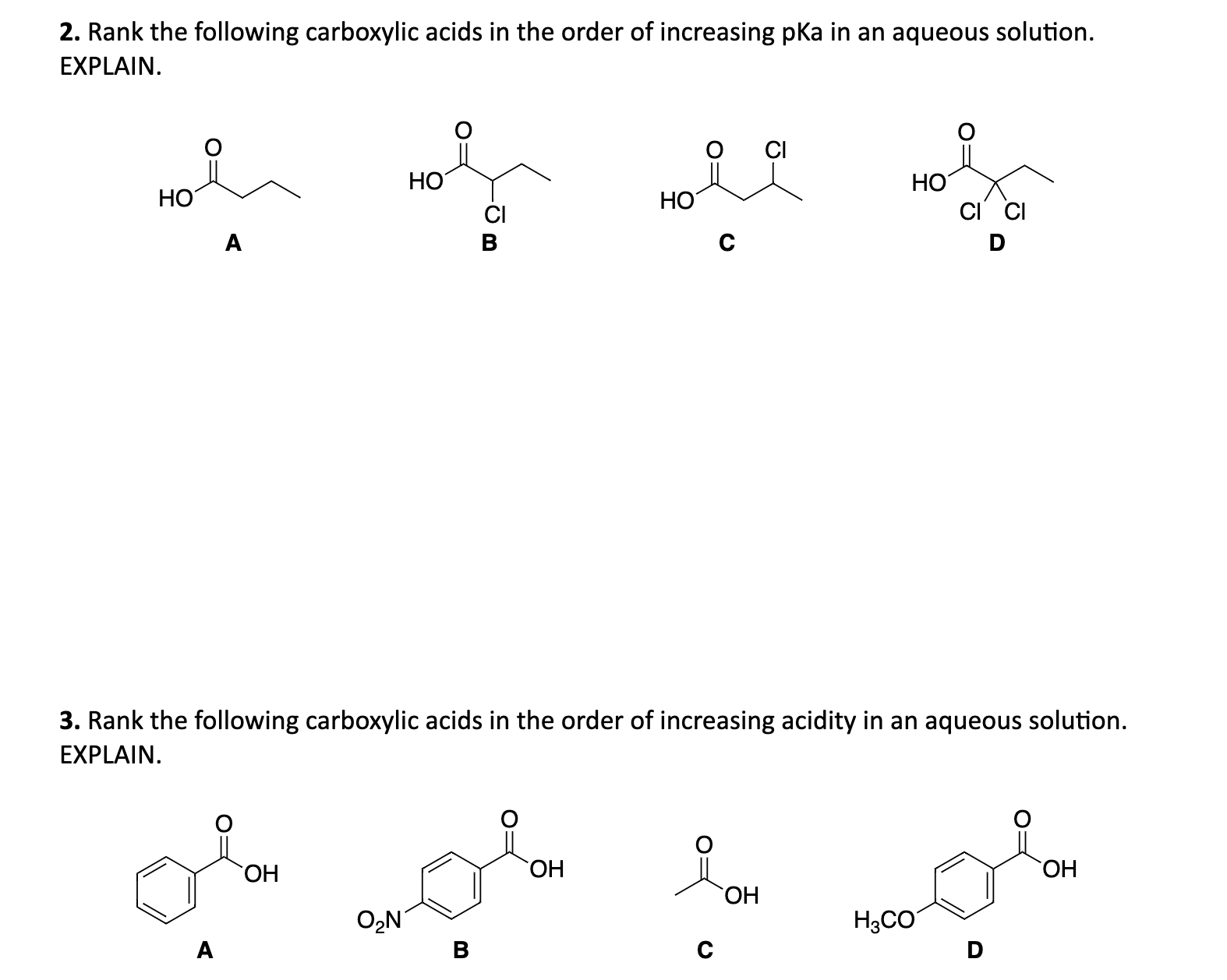 Solved Rank the following carboxylic acids in the order of | Chegg.com
