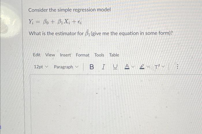 Solved Consider the simple regression model Yi=β0+β1Xi+ϵi | Chegg.com
