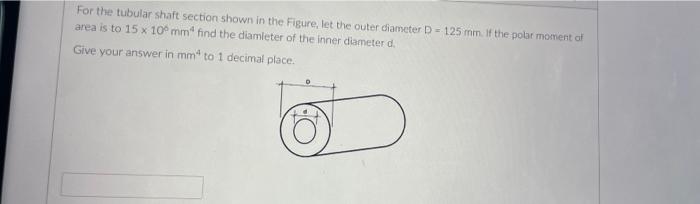 Solved For the tubular shaft section shown in the Figure, | Chegg.com