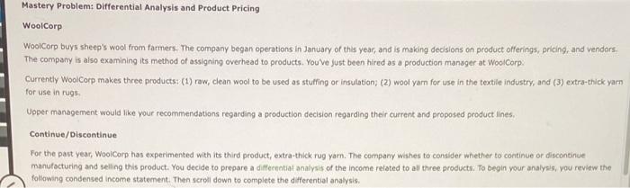 Solved Mastery Problem: Differential Analysis and Product | Chegg.com