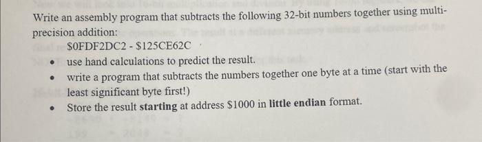 Solved Write an assembly program that subtracts the | Chegg.com