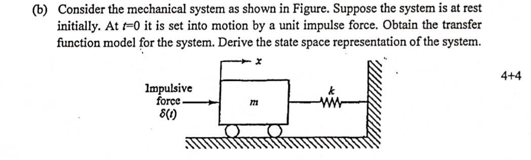Solved b) Consider the mechanical system as shown in Figure. | Chegg.com