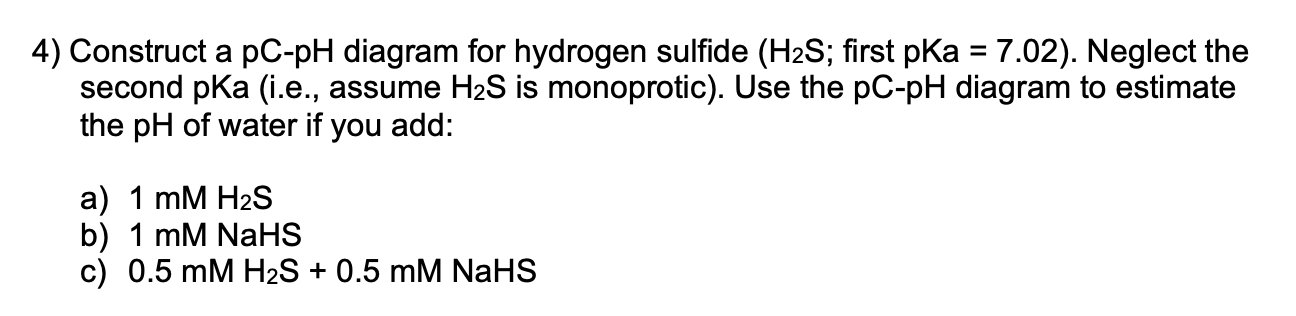 Construct a pC-pH ﻿diagram for hydrogen sulfide ; | Chegg.com