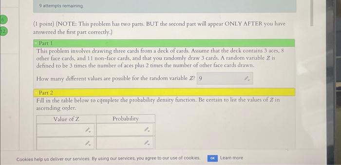 Solved (1 point) (NOTE: This problem has two parts. BUT the | Chegg.com
