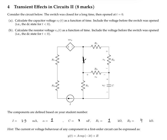 Solved 4 Transient Effects in Circuits II (8 marks) Consider | Chegg.com