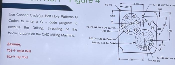 Solved Use Canned Cycle(s), Bolt Hole Patterns G Codes to | Chegg.com