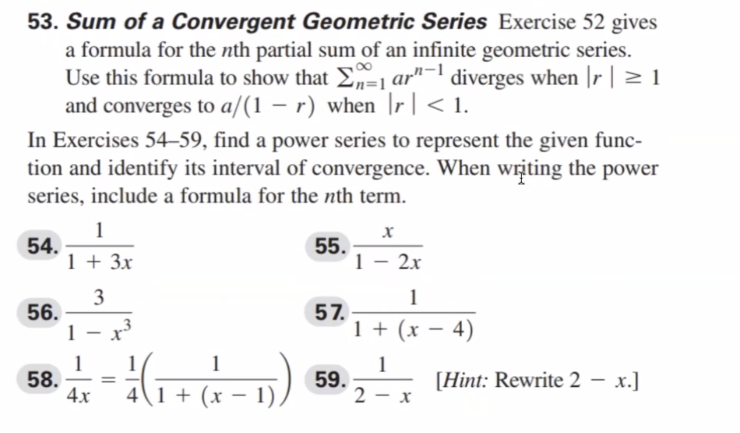Solved Sum of a Convergent Geometric Series Exercise 52 | Chegg.com