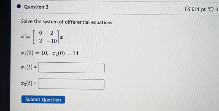 Solved Solve the system of differential equations. | Chegg.com