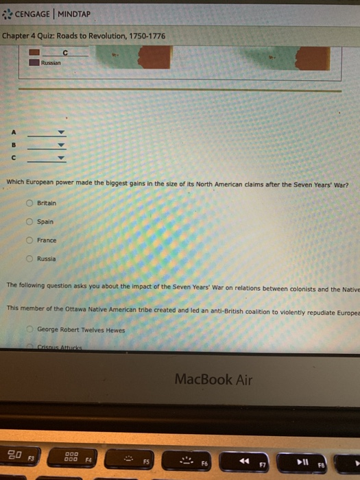 CENGAGE | MINDTAP Chapter 4 Quiz: Roads To Revolut... | Chegg.com CENGAGE | MINDTAP Chapter 4 Quiz: Roads To Revolut... | Chegg.com
