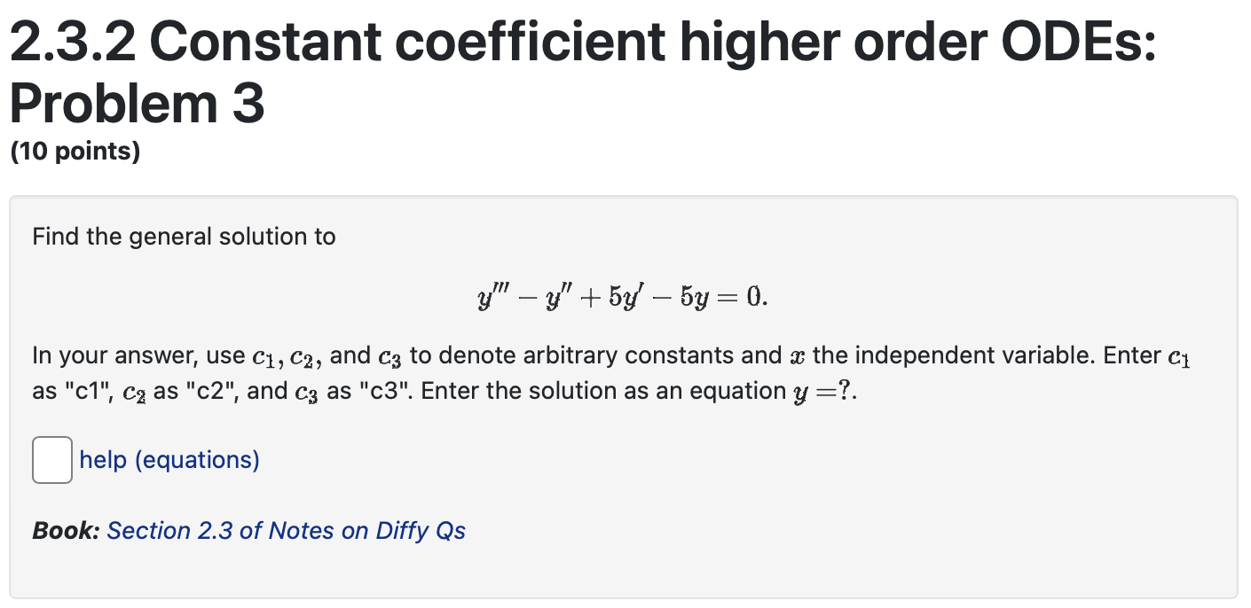 Solved 2 3 2 ﻿constant Coefficient Higher Order Odes Problem