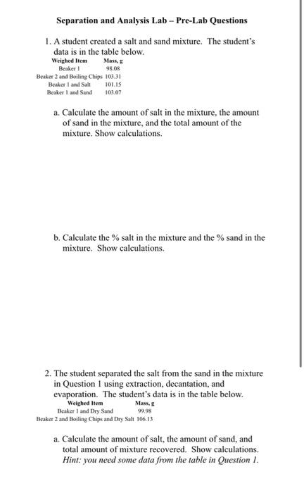 Solved Separation and Analysis Lab - ProLab Questions 1. A | Chegg.com