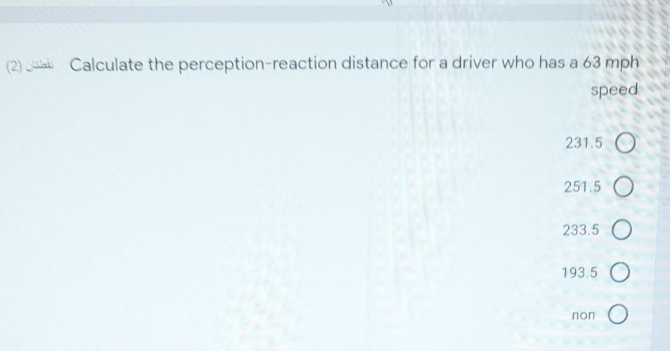 Solved Calculate the perception-reaction distance for a | Chegg.com