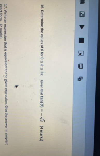 Solved Determine the values of θ ﻿for 0≤θ≤2π. ﻿Given that | Chegg.com