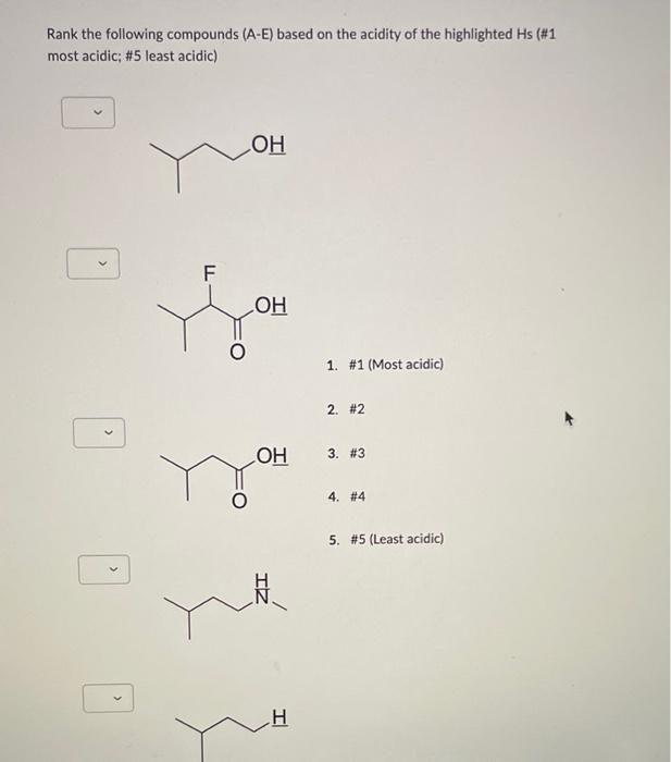 Solved Rank the following compounds (A-E) based on the | Chegg.com