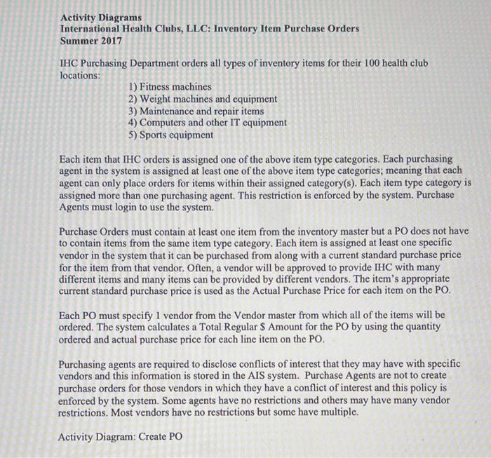 Solved Activity Diagrams International Health Clubs, LLC: | Chegg.com