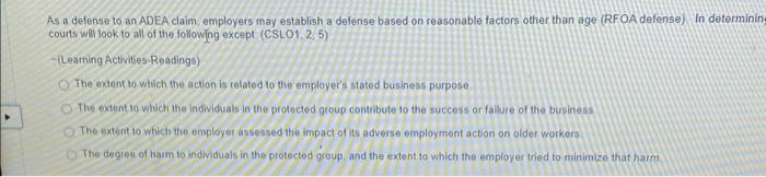Solved As a defense to an ADEA claim, employers may | Chegg.com
