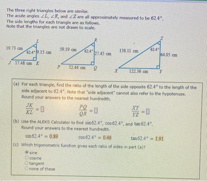 Solved The three right triangles below are similar. The | Chegg.com