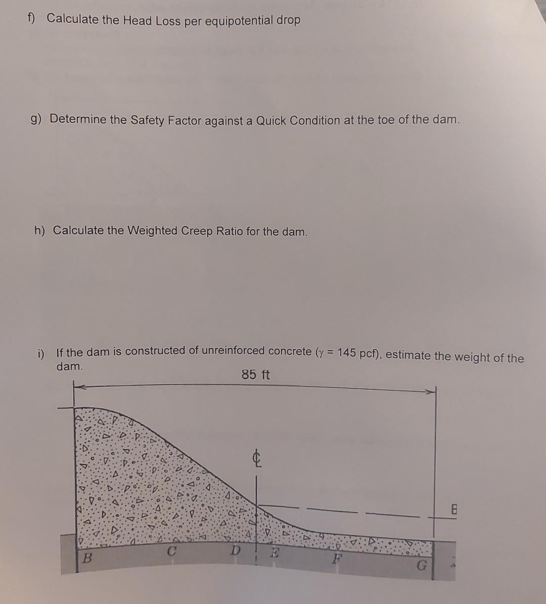 Solved A flow net is shown for a dam constructed on a | Chegg.com