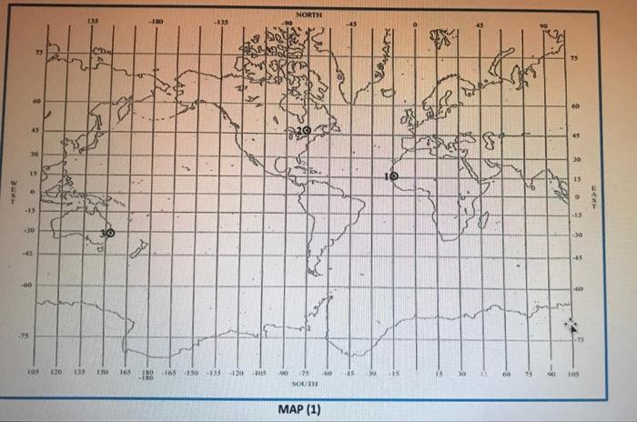 Solved Questions: 1. On Map 1, determine the coordinates | Chegg.com