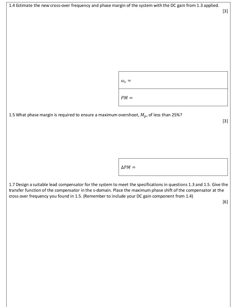 Solved Question 1 - Lead Compensator Design [25] Consider | Chegg.com