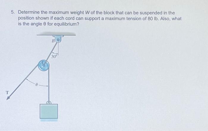 Solved 5. Determine the maximum weight W of the block that | Chegg.com