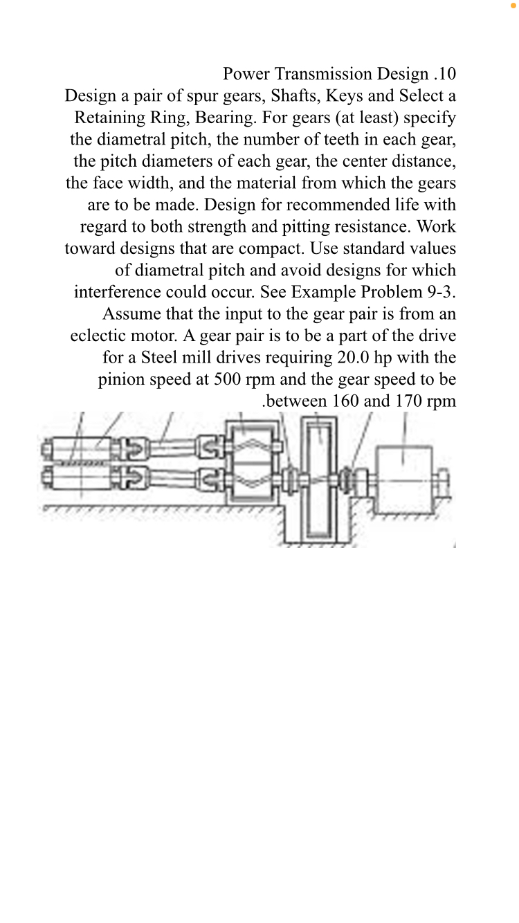 Solved Power Transmission Design 10Design a pair of spur | Chegg.com